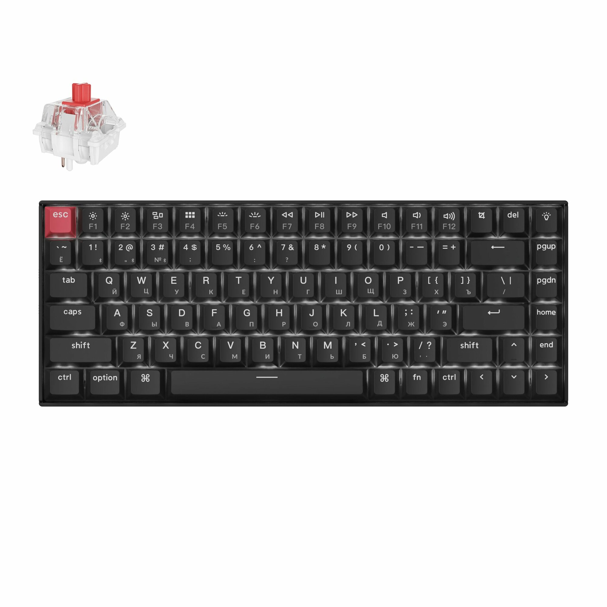 Keychron Клавиатура беспроводная Keychron K2 QMK (версия 3), White LED подсветка, (Red), Русская раскладка, черный