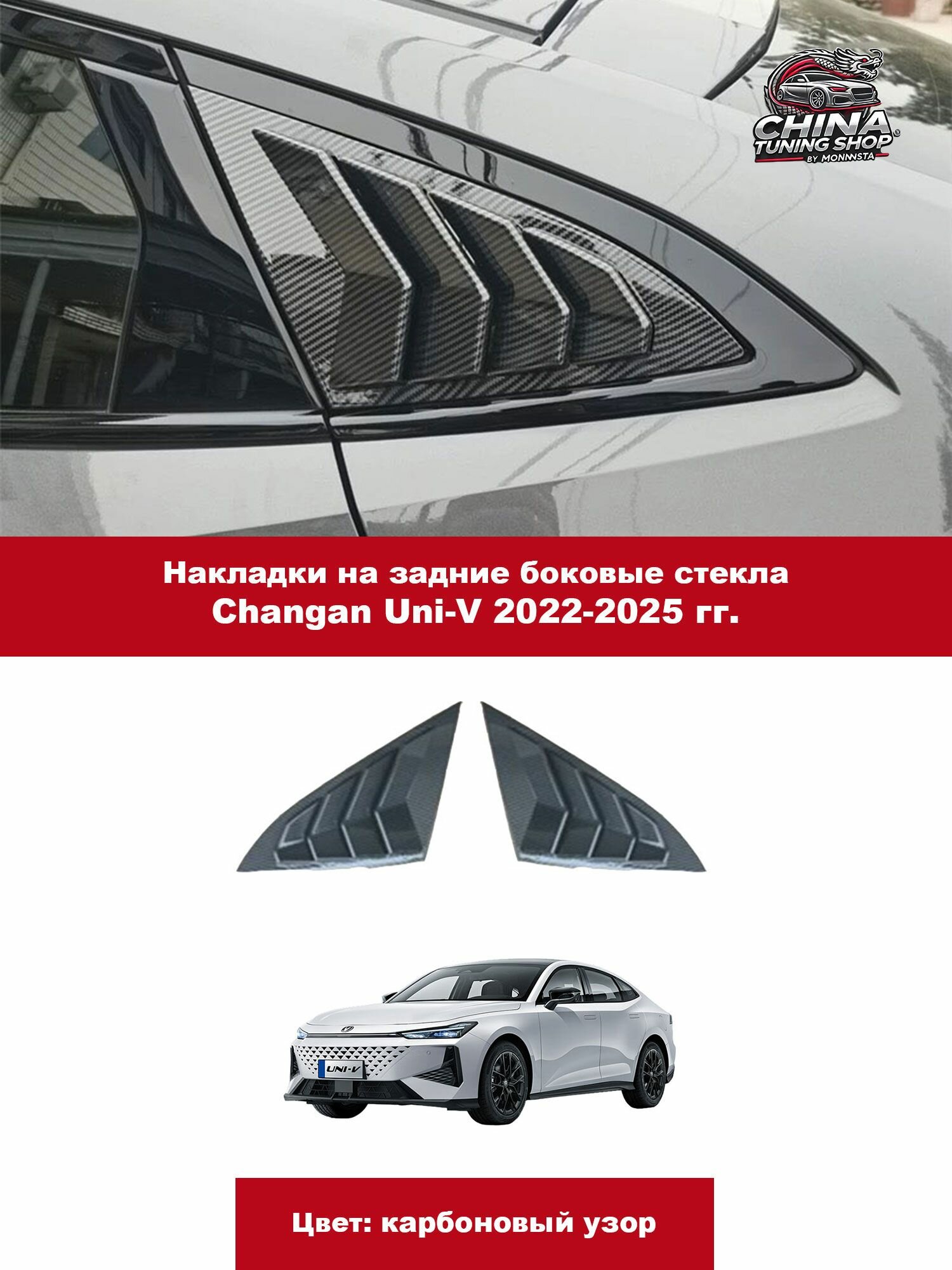 Накладка на задние боковые стекла для Changan Uni-V