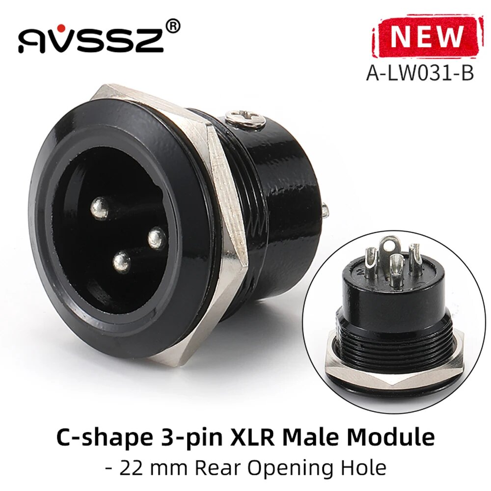 XLR 3-pin мужской, 22мм, черный