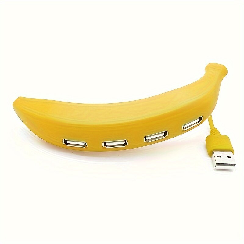 USB-хаб 2.0 на 4 порта в форме банана, желтый