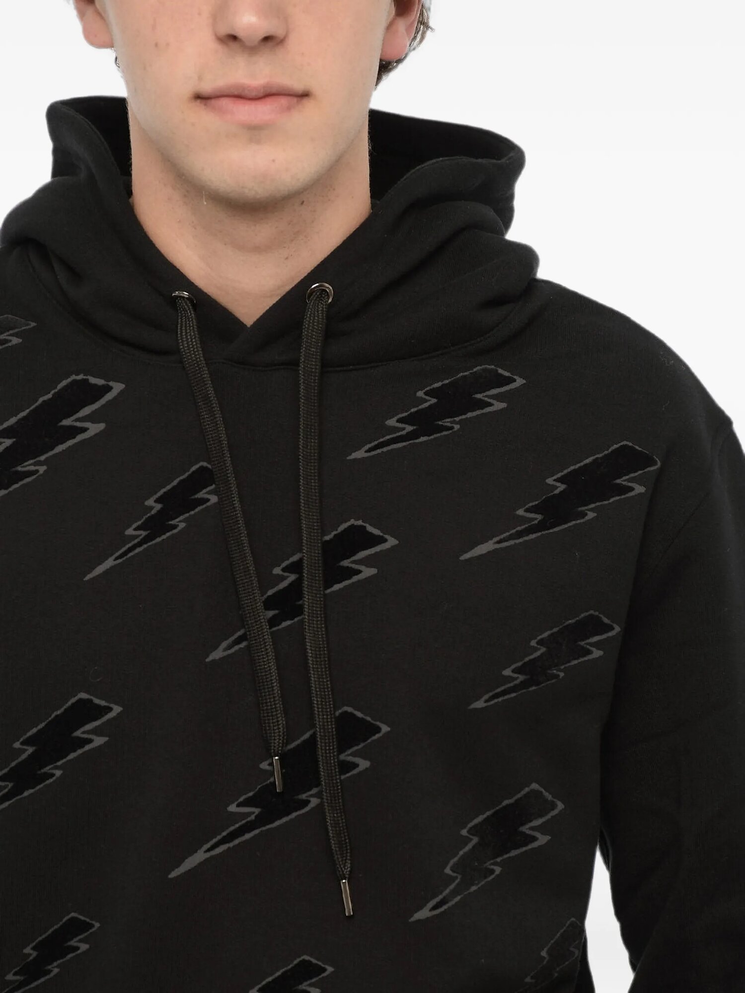 Худи Neil Barrett Thunderbolt embroidered hoodie, размер 48 — фото 1