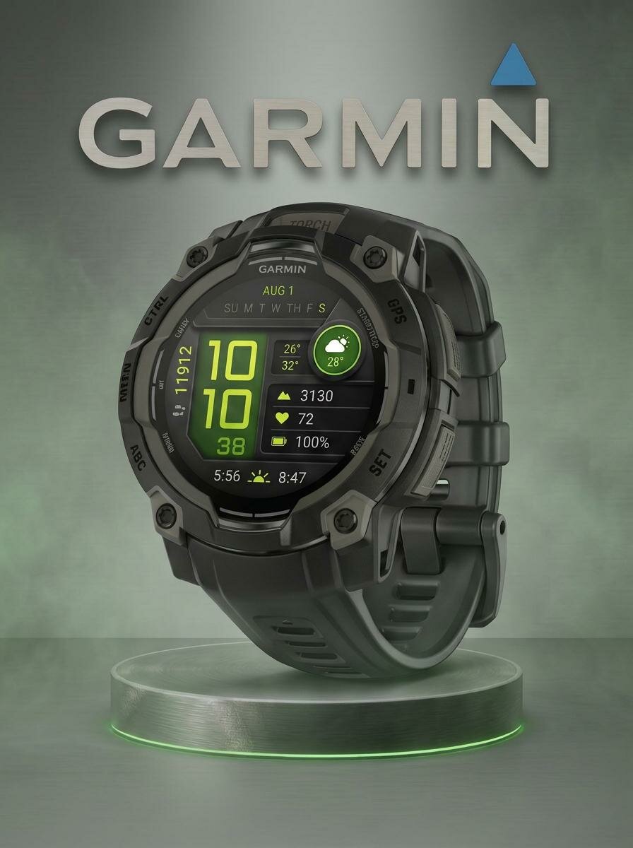 Смарт-часы Garmin Instinct 3 45 mm, Amoled, черный, черный силиконовый ремешок (010-02936-00)