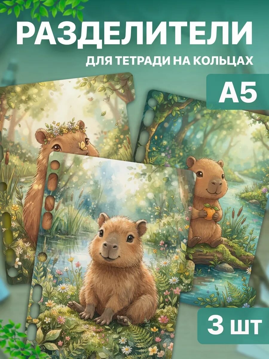 Разделители для тетради на кольцах А5 Капибара