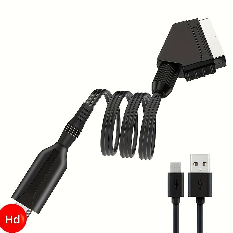 Новое обновление: преобразователь SCART в HDMI, адаптер-кабель для VHS/TV-бокса/DVD/PC/PS4/TV/монитора, аудио/видео конвертер с масштабированием, поддержка USB питания, выход 720p/1080p