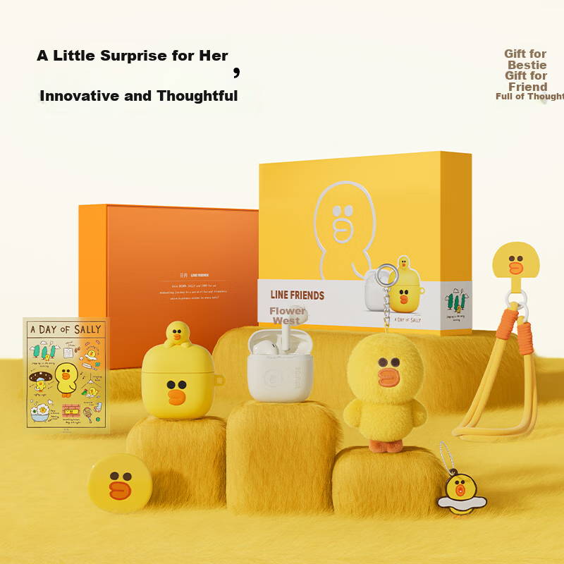 Беспроводные наушники EDIFIER LINE FRIENDS Limited Edition в подарочной упаковке с дизайном коричневого медведя