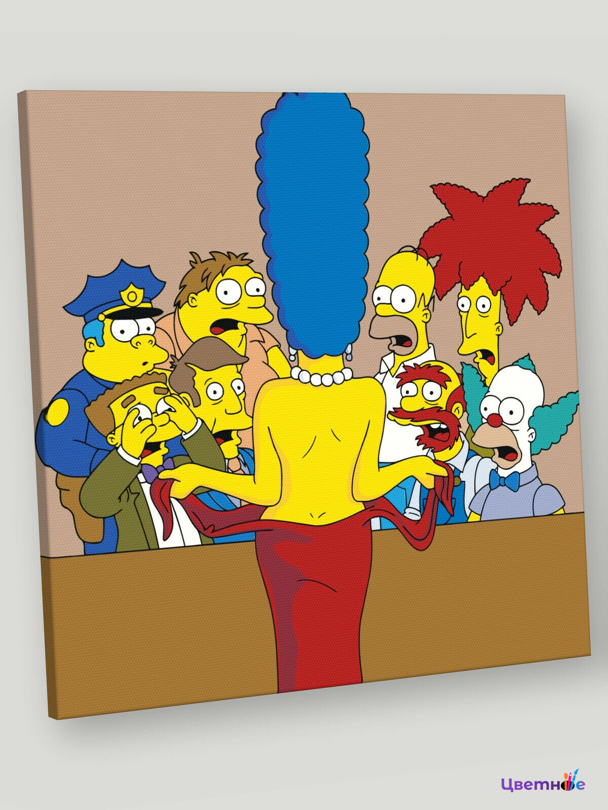 Картина по номерам на холсте с подрамником "Simpsons Симпсоны: Мардж в платье", Раскраска 40x40 см, Мультфильмы Фэнтези