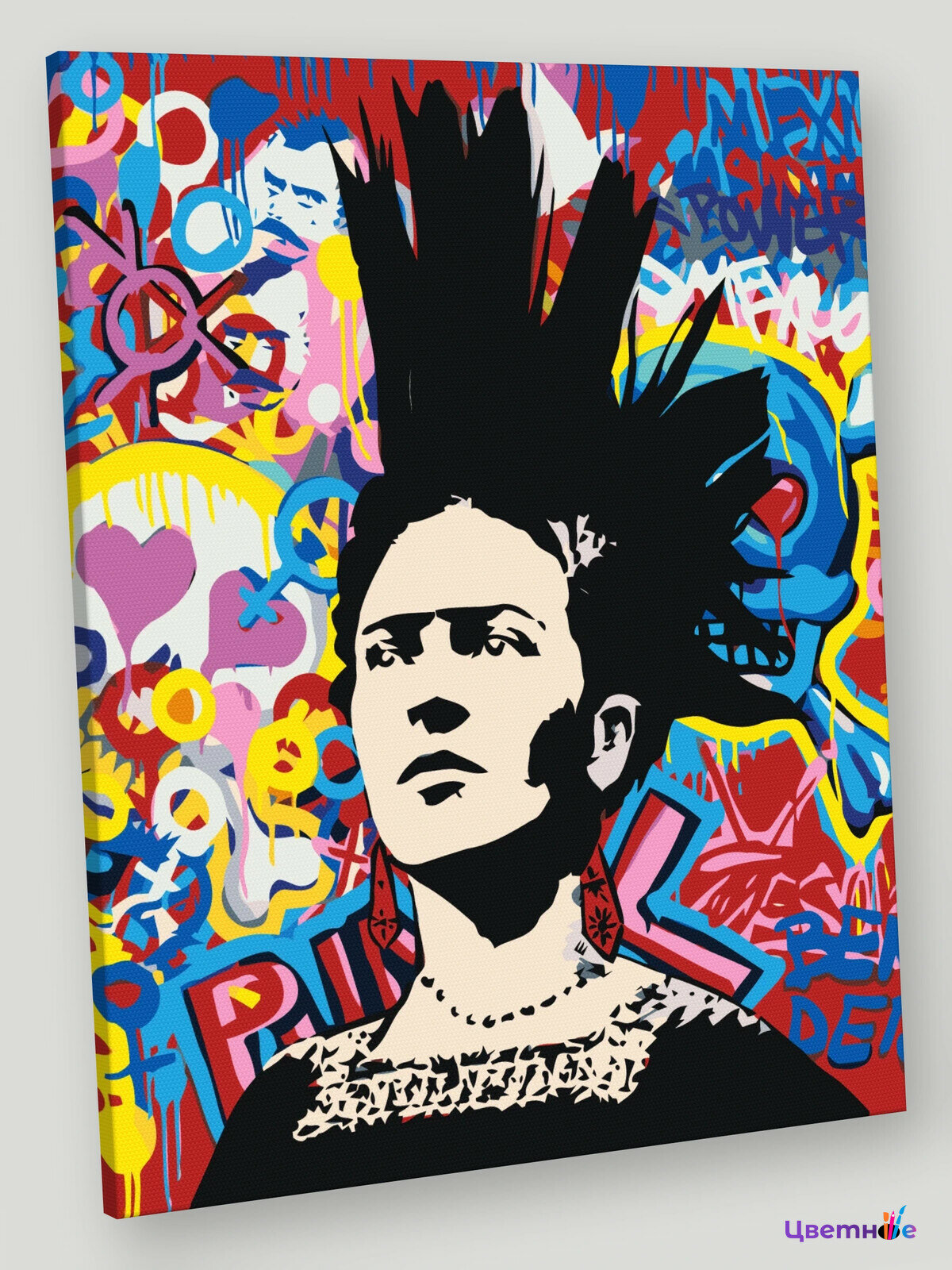 Картина по номерам на холсте с подрамником "Pop Art Поп-арт: Фрида Кало панк", Раскраска 40x50 см, Девушки Знаменитости