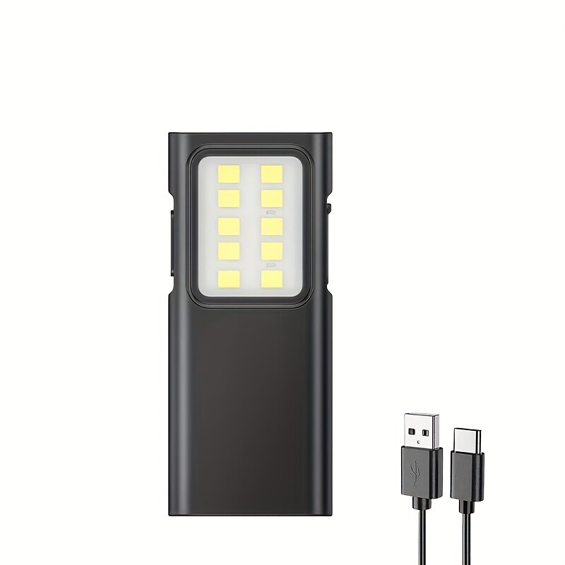 Светодиодный фонарик 1/2 Square с USB-C, 4 режима, клипса и кабель в комплекте, компактный аварийный фонарь для кемпинга, походов, ночного бега, отключений электроэнергии, работа без рук (зарядка Type-C)