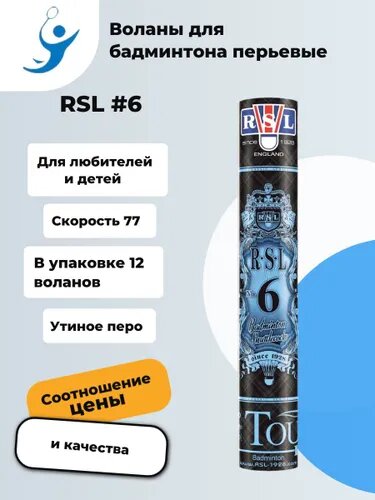 Воланы для бадминтона перьевые RSL #6 (77)