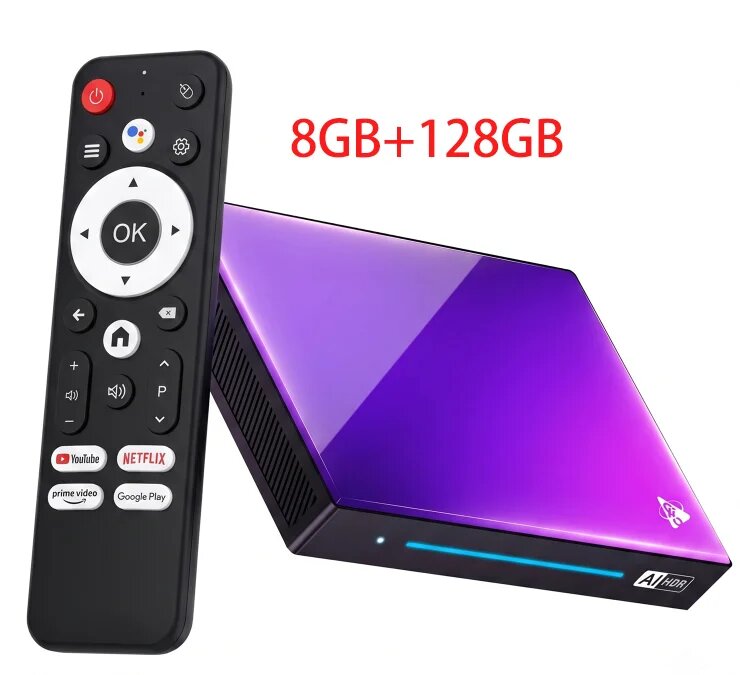 Смарт ТВ приставка Android 8+128 ГБ, EU Plug