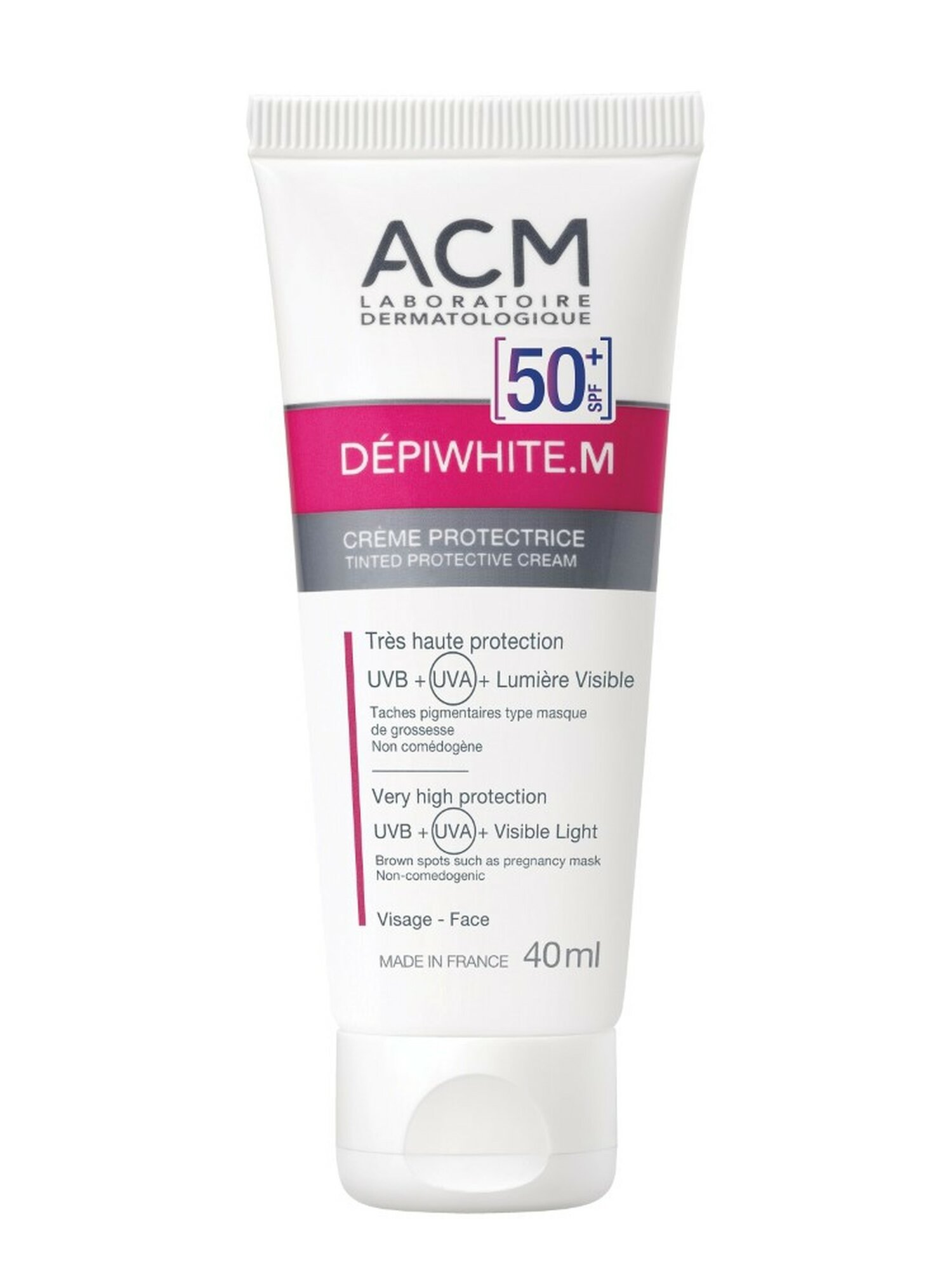ACM DEPIWHITE M крем для лица защитный SPF 50+ 40МЛ — Крем для лица защитный, SPF 50+ - 40 мл, туба в уп.