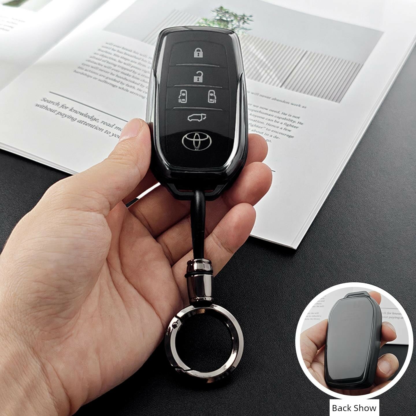 Прозрачный черный чехол для ключа автомобиля Тойота Сиенна/Гранвия 2021-2026 моделей с удобной веревкой полная защита