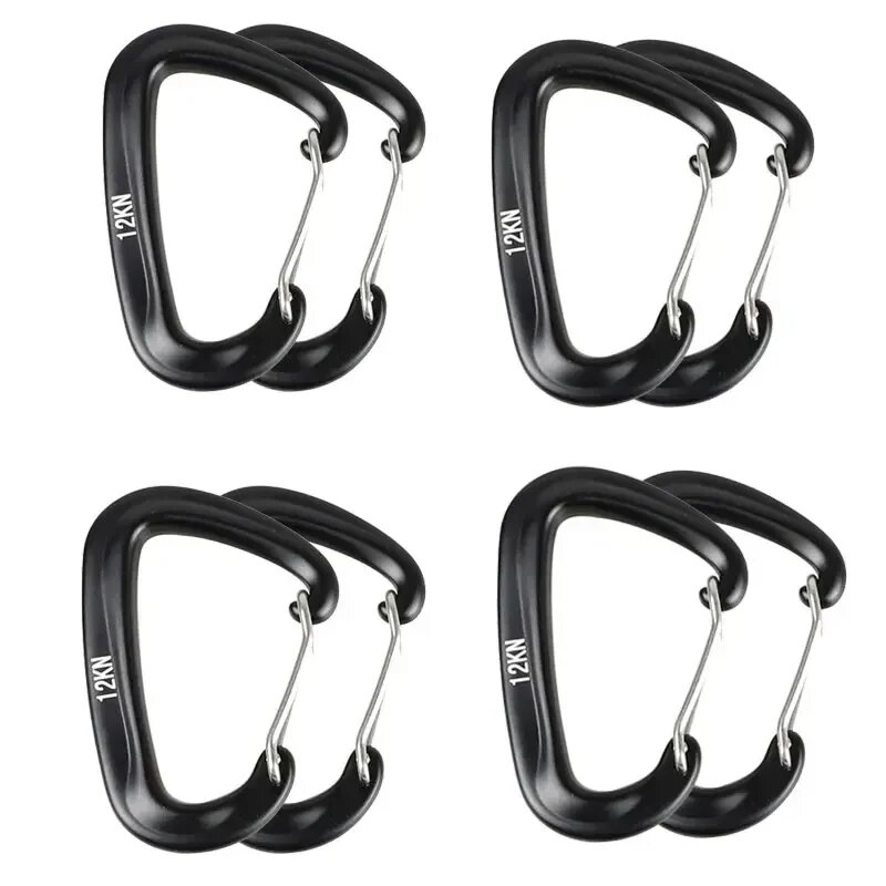 Карабины D-образные алюминиевые 12 кН 8 шт. Черный, 8pc black