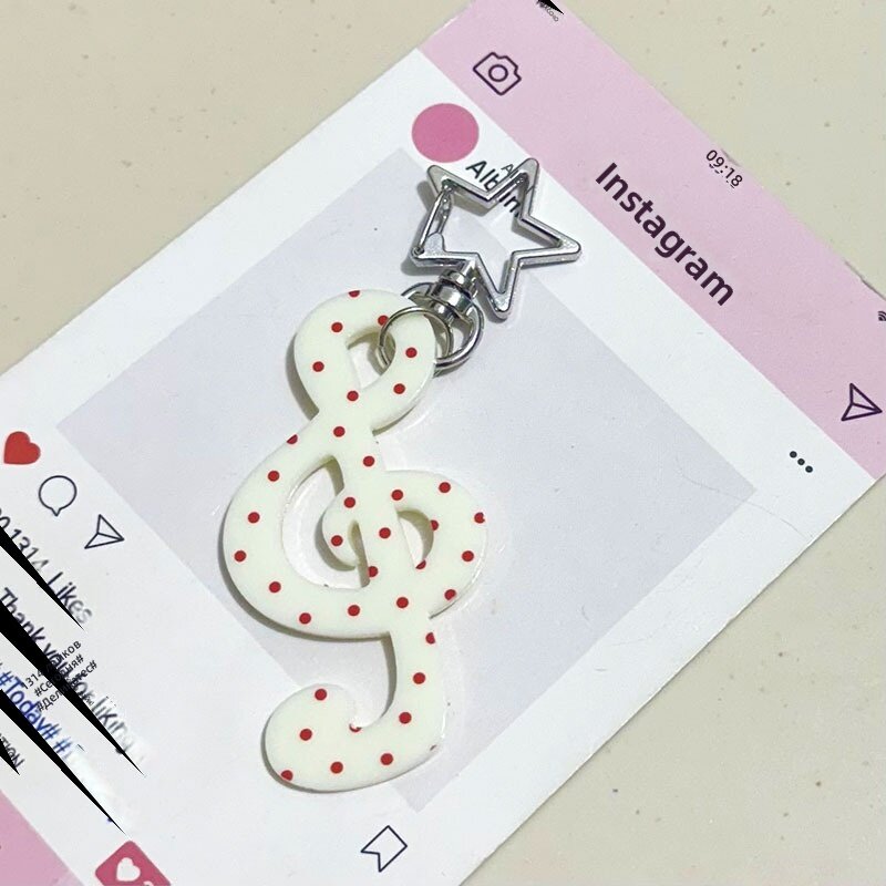 Брелок для AirPods и сумок в корейском винтажном стиле с узором горошек, полоска, звезды и ноты, модель E