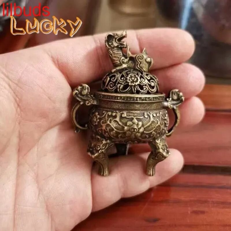 Lucky-Античная латунная карманная горелка для благовоний в виде дракона Феникса, ажурные мини-украшения, декор для китайского старинного чайного стола
