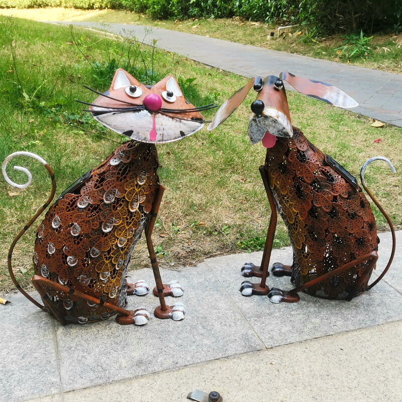 Металлическая фигурка собаки с солнечной подсветкой， 33×15,5×35,5 см