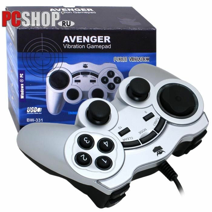 Геймпад Black Warrior BW-331 Avenger, 12 кнопок, подсветка, 2 мини-стика, виброотдача, usb