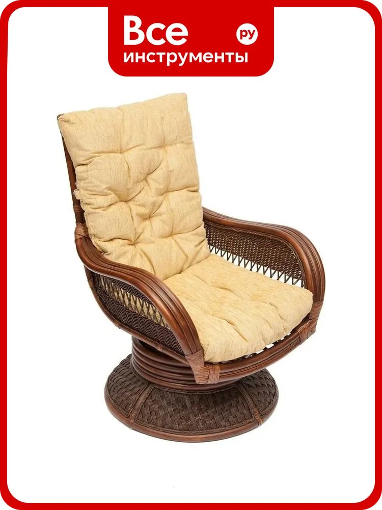 Кресло-качалка с подушкой Tetchair ANDREA Relax Medium Pecan Washed античный орех, ткань 9093