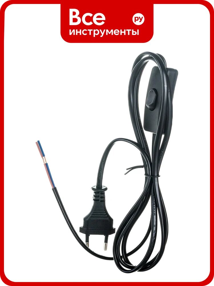 Сетевой шнур с вилкой и выключателем Uniel UCX-C10/02A-170, BLACK, 2А, 500Вт, 1,7м UL-00004429