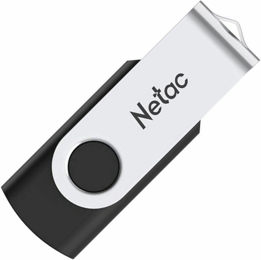 Netac 32 ГБ USB-флеш-накопитель U505 (NT03U505N-032G-20BK), USB 2.0; USB Type-A, до 110 Мб/сек, Пластик, серебристый; черный