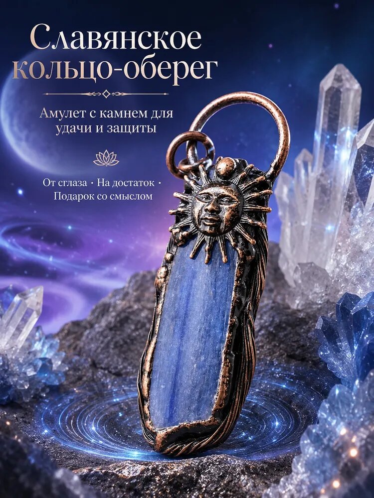 Славянский кулон-оберег с синим камнем, амулет-талисман удачи и защиты, подарок для мужчин и женщин
