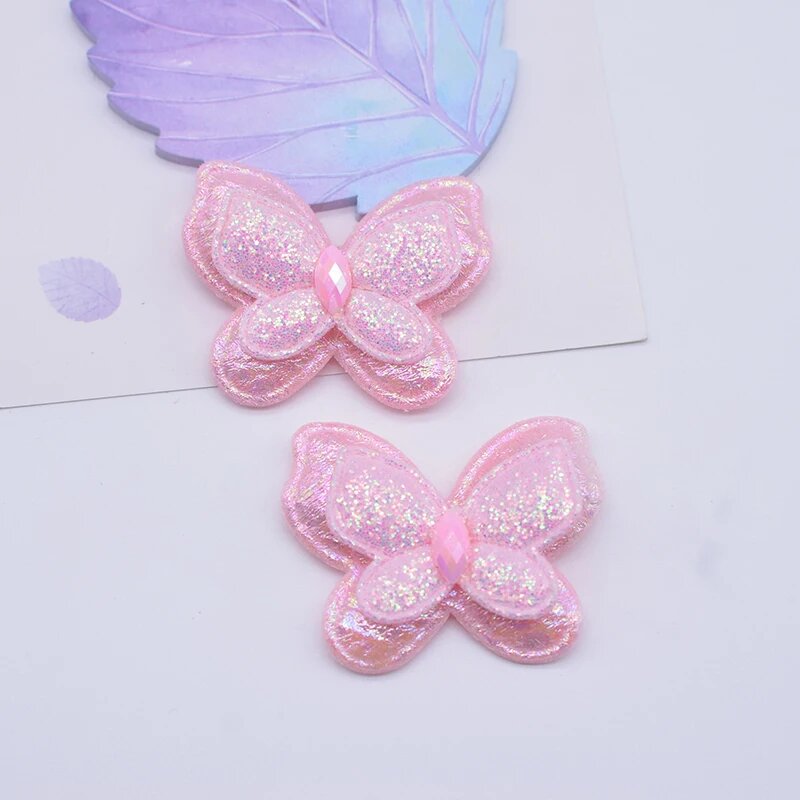 12 блестящих патчей-бабочек из кожи Diy Super Paradise 4.2*3.5 см Розовый, Pink