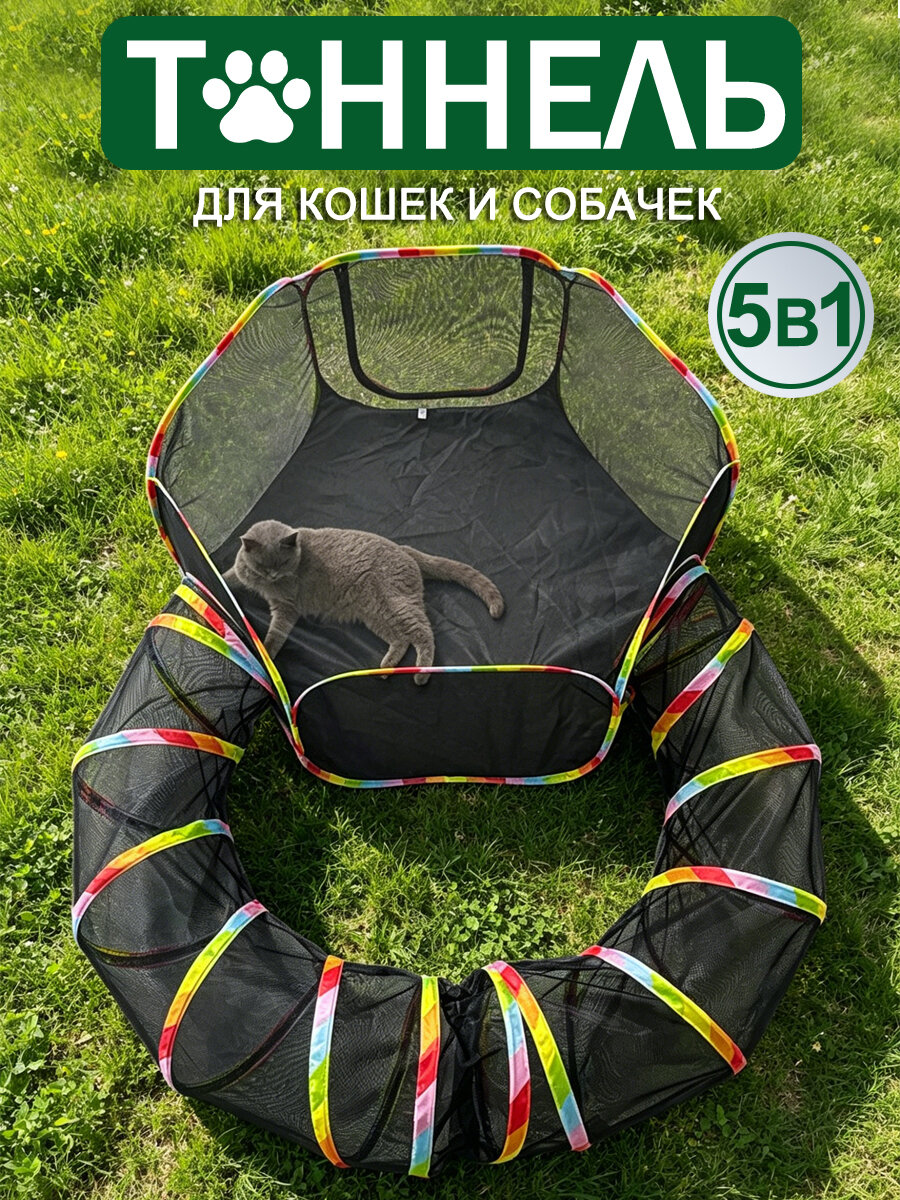 Игровой тоннель для кошек 5B1, Игрушки для животных, кошек и собак, тоннель игровой с шариком