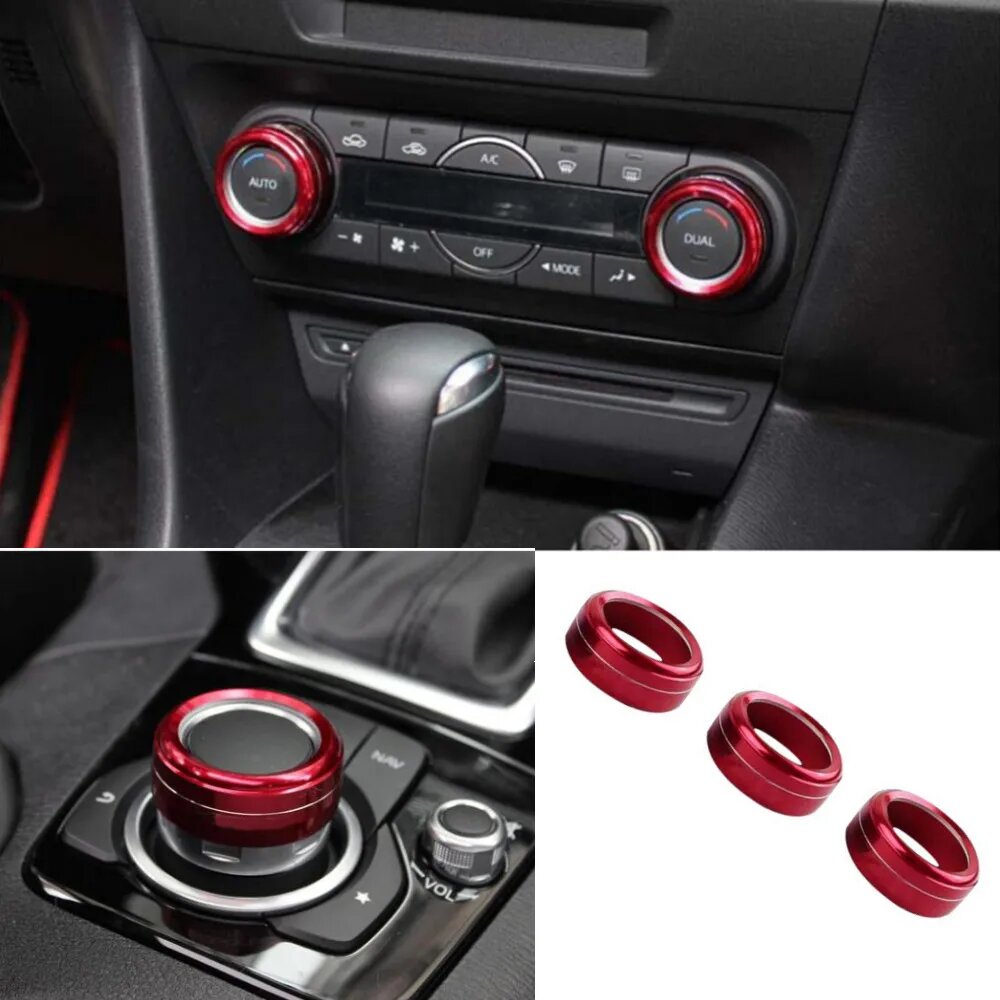 Красные кольца для кнопок управления Mazda 3 Atenza CX-4 CX-5
