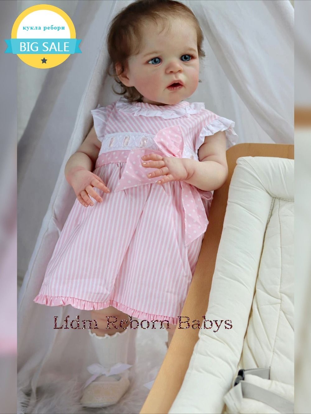 24 дюймов 60 см Новорожденный ребенок Reborn Sandie, кукла реборн девочка с волосами