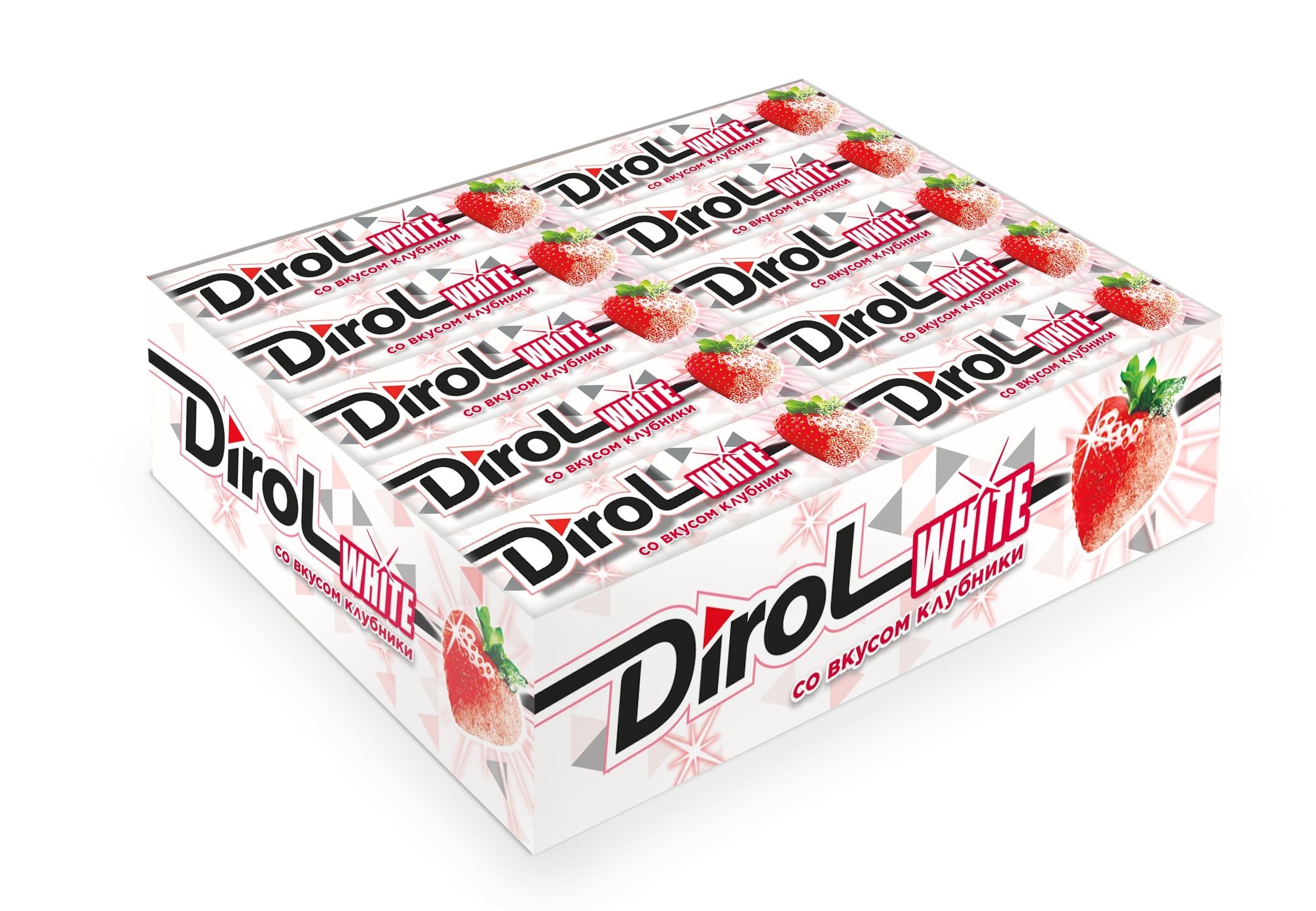 Жевательная резинка Dirol WHITE, без сахара, со вкусом Клубники, 30 шт по 13.6 г