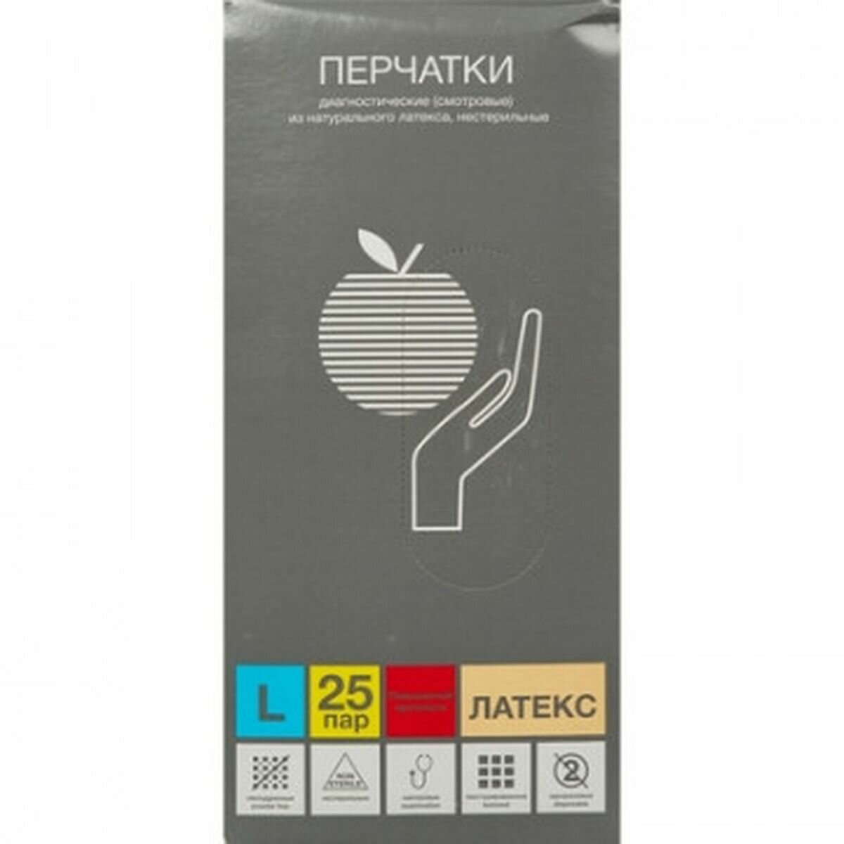 Перчатки одноразовые латексные смотровые Benovy High Risk, размер L, темно-синие, 25 пар в картон. коробке