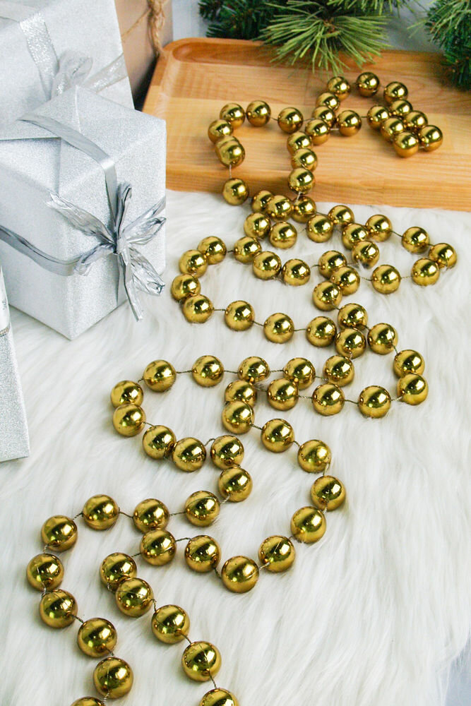 Ёлочные бусы пластиковые гигант, цвет: оливковый бархат, 20 мм, 2.7 м, Kaemingk 001848