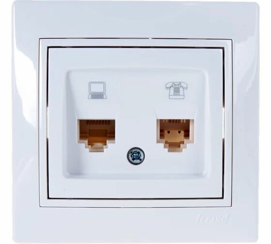 Розетка LEZARD MIRA компьютер+телефон белый с белой вставкой 701-0202-143