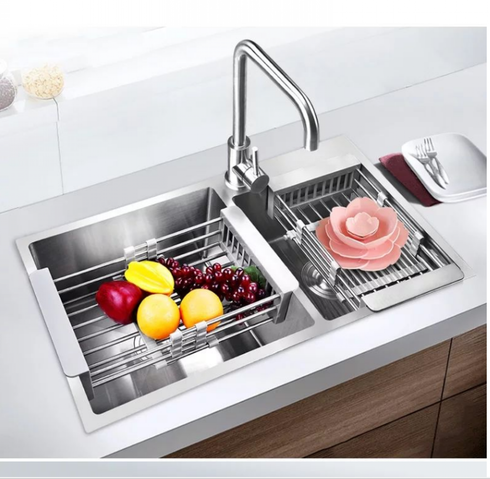 Сушилка для посуды MyPads раздвижная металлическая корзина для раковины, навесная решетка