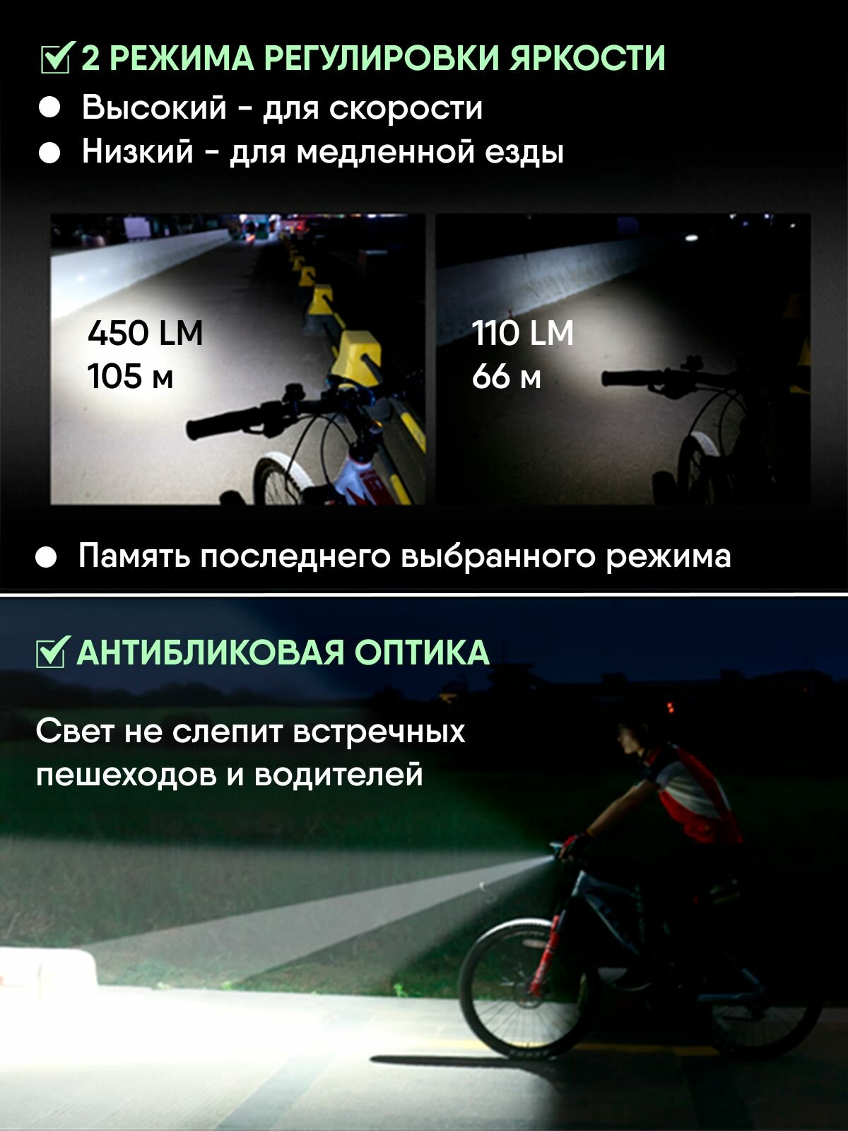 Фонарь велосипедный TrustFire D2R, 450 лм, дальность 105 м, IP66 — фото 1