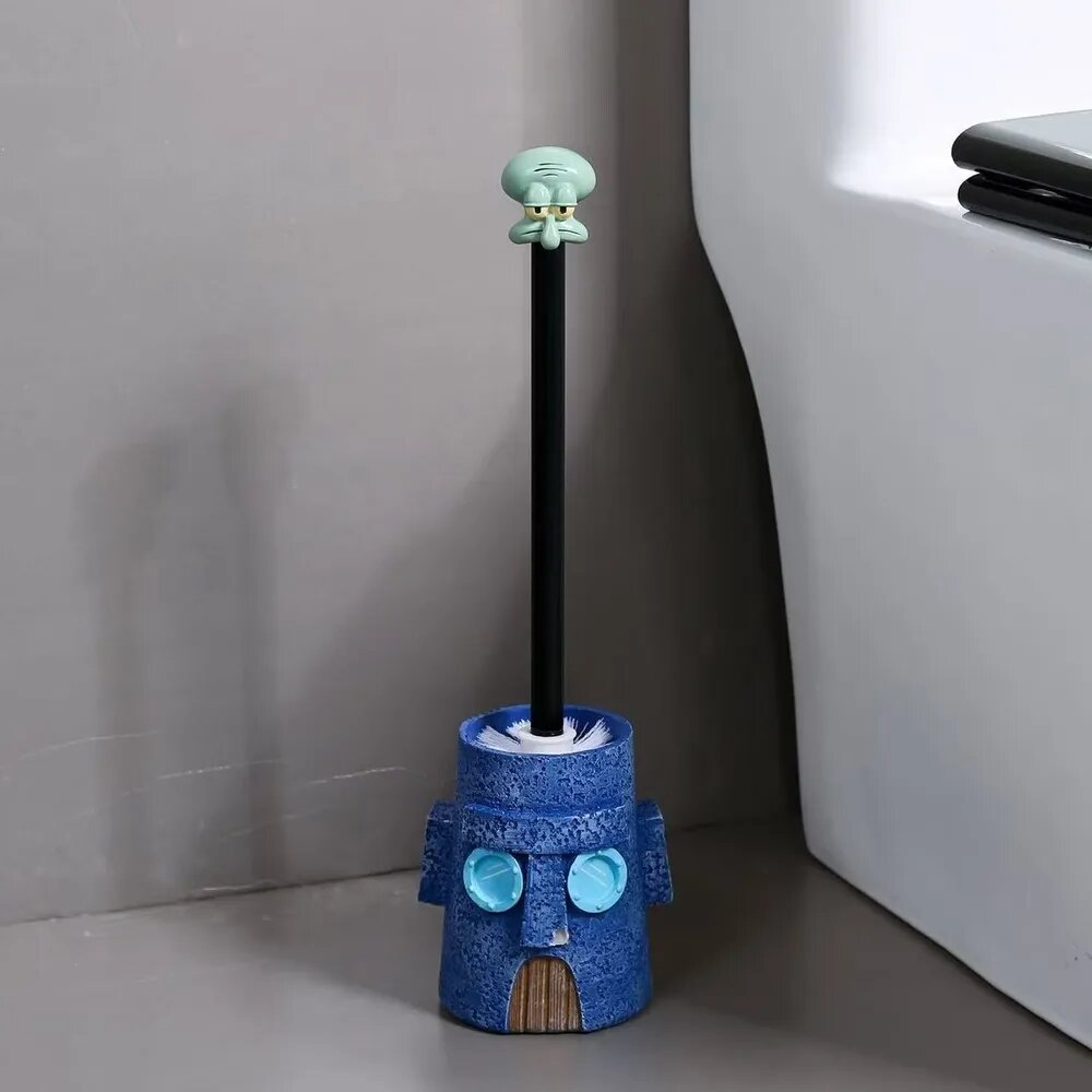 Ершик для унитаза в виде Squidward, 1 шт. Голубой пластиковый ершик для ванной комнаты.