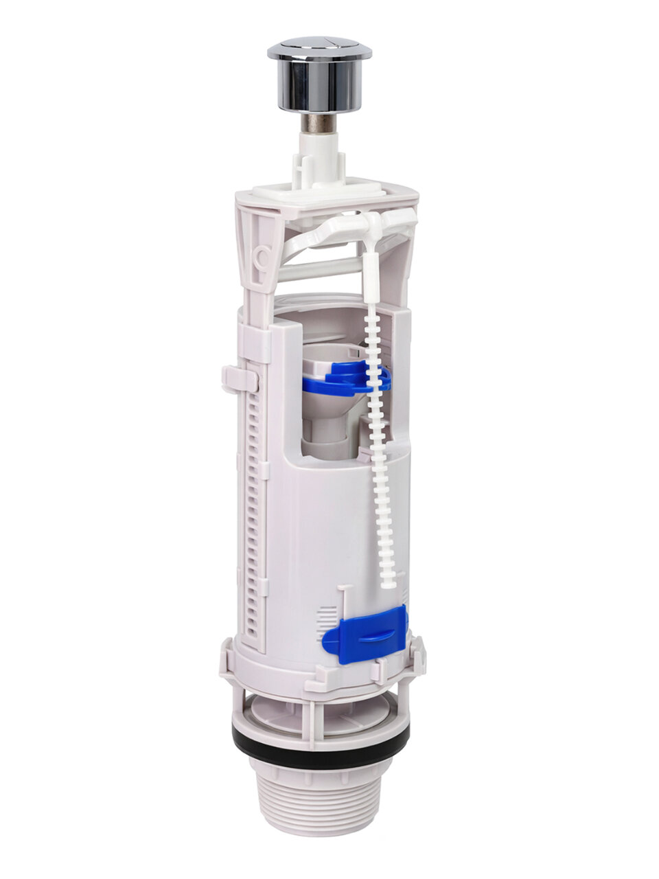 Сливной клапан для бачка унитаза Wave WKn.01 универсальный 1/2", двухрежимная арматура, хромированная кнопка слива