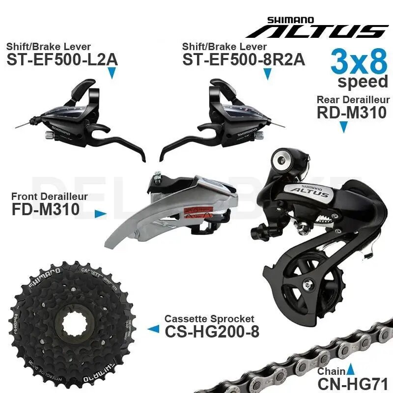 SHIMANO ALTUS ACERA 3x8 Скоростная группа M310(FD RD)HG200(32)