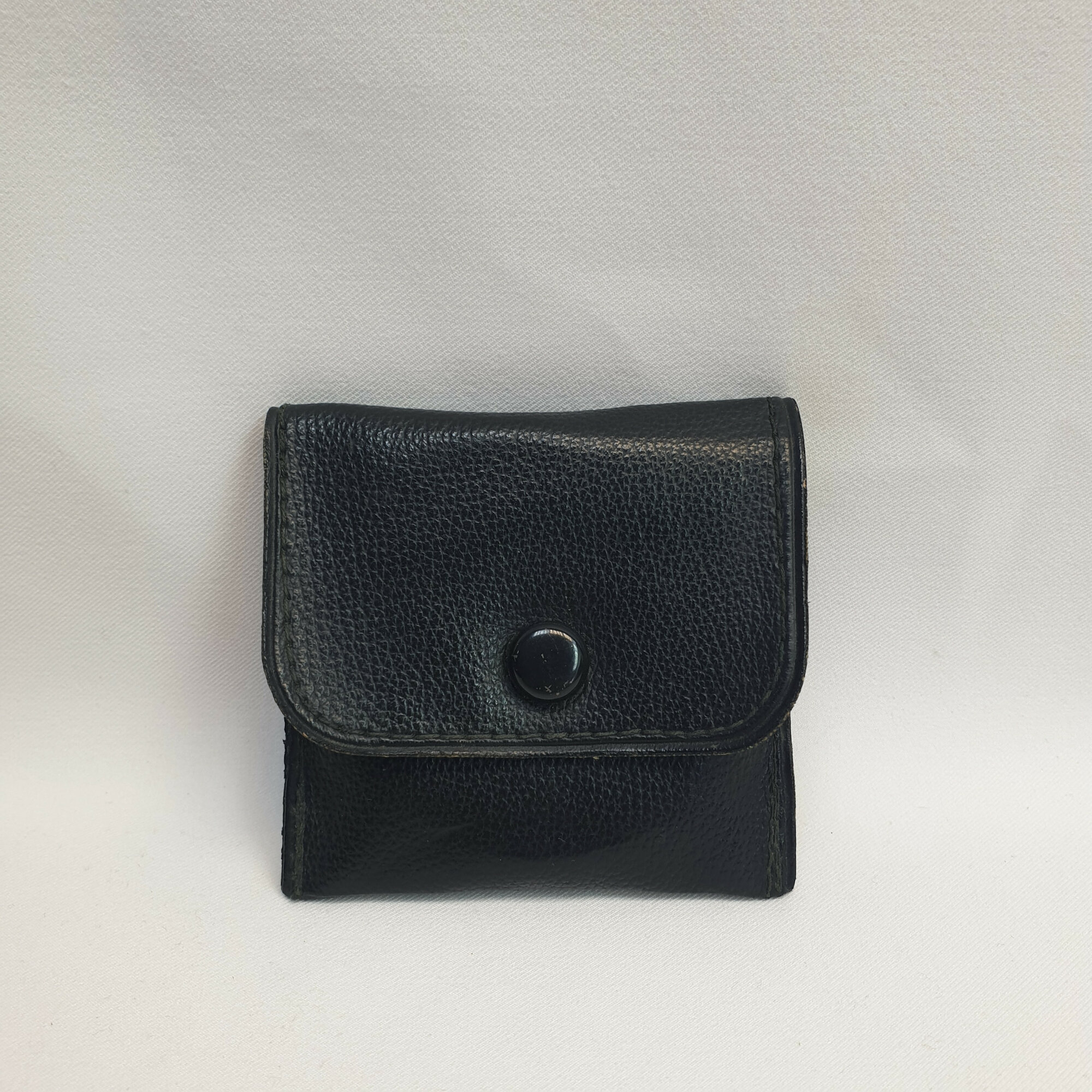 Винтажный кошелек монетница 8 см кожаный, СССР.