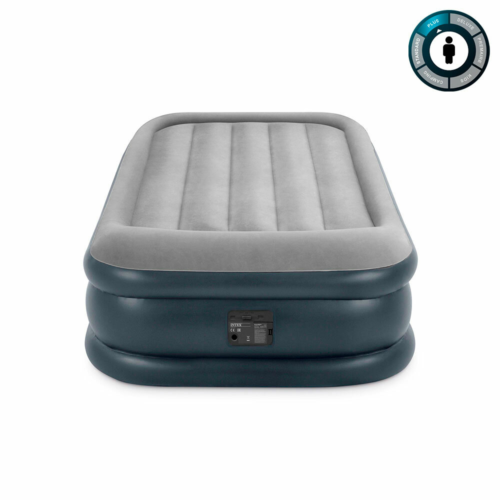 64132 Надувная односпальная кровать Intex Deluxe Pillow Rest Raised Bed With Dura-Beam 99х191х42 см, с насосом 220В