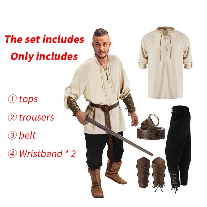 Ретро средневековый костюм для мужчин XXXL, 4pcs1