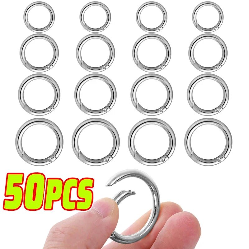 Металлические кольца с пружинными застежками для бижутерии 25mm, silver-50pcs