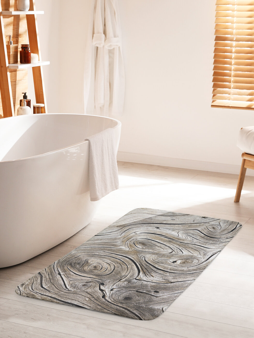 Коврик для ванной комнаты и туалета противоскользящий "Деревянный узор" 60х100 см, JoyArty