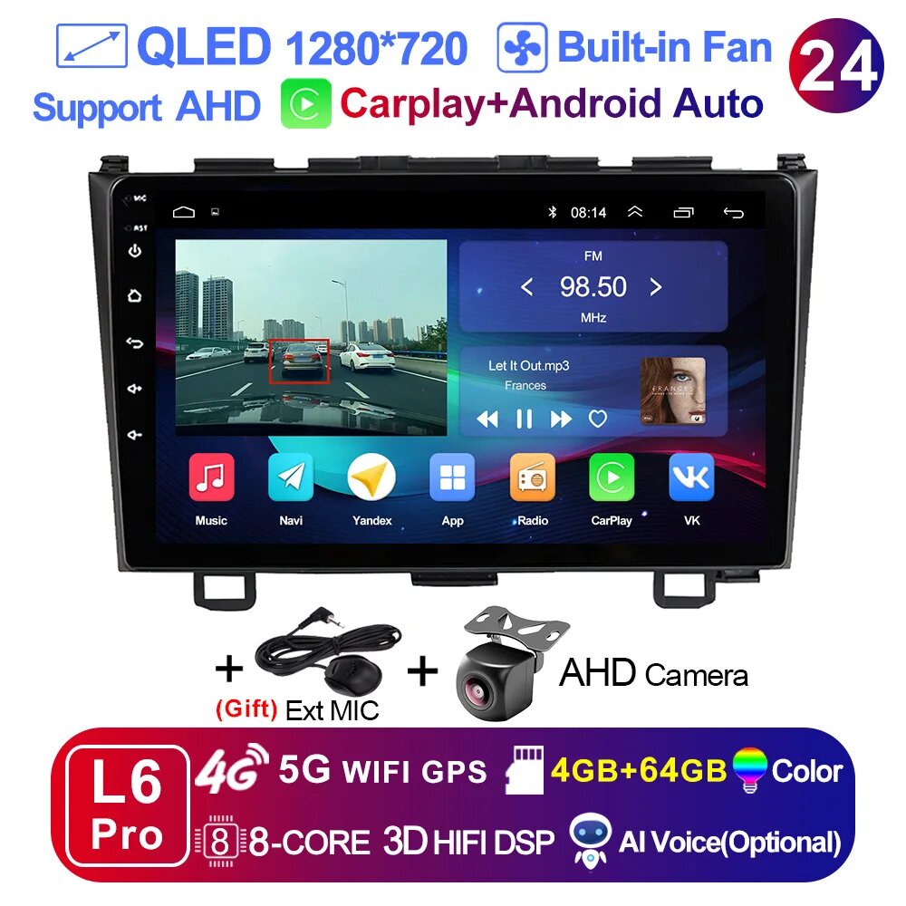 LEHX Pro 5G WIFI 8-ядерный Android 14 2 Din авторадио автомобильный радиоприемник L6 Pro(4-64GB)CAM