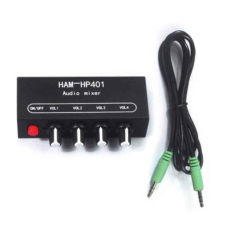 Стереозвуковой Микшер HP401 4 Входа 1 Выход С Индивидуальным Управлением Плата Микширования Звука Устройство Для Наушников Усилитель DC12V