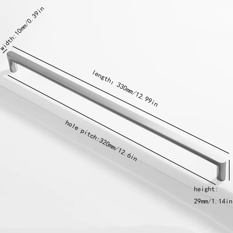 Ручка для шкафа алюминиевая, 330 мм, bright silver-320mm