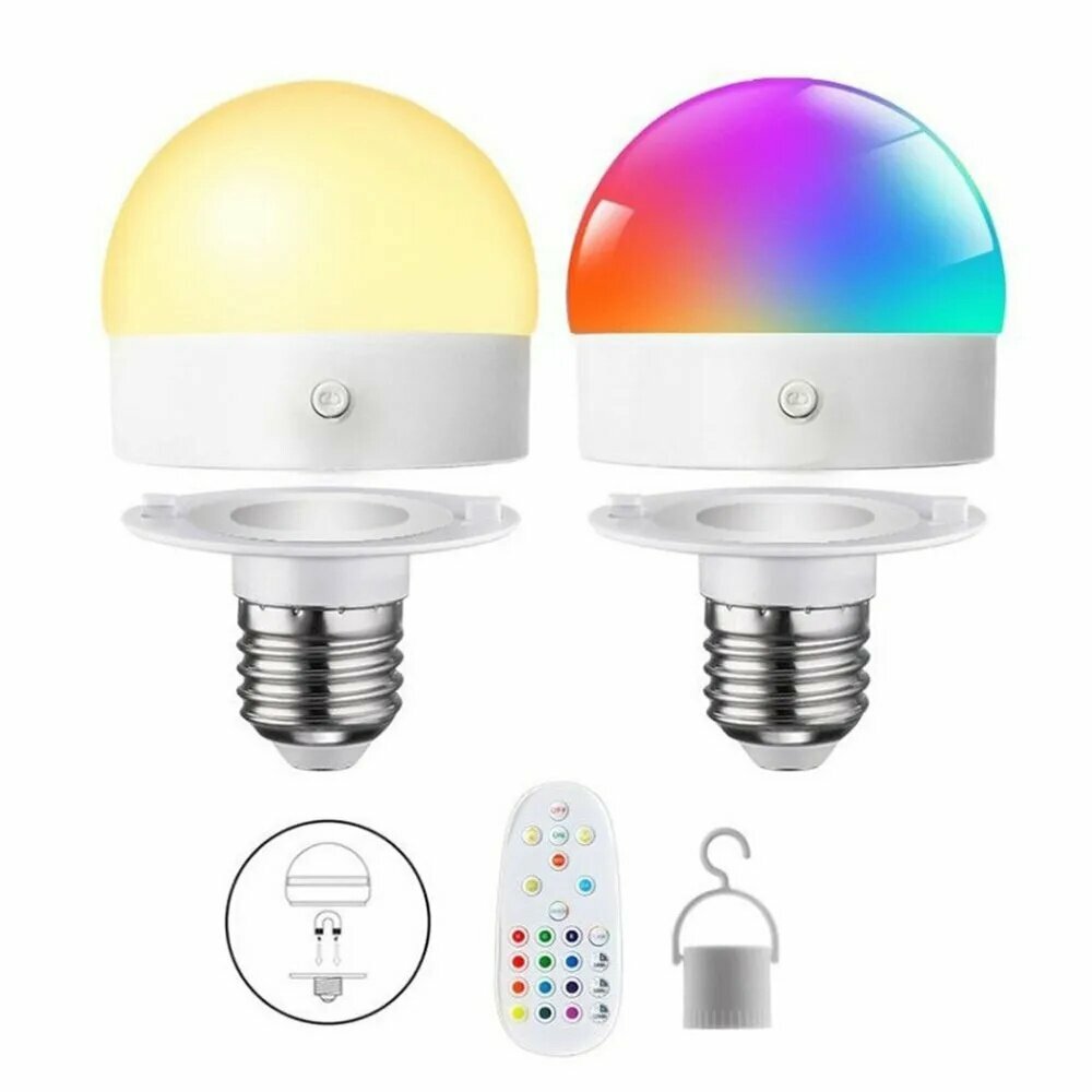 Перезаряжаемая RGB-лампочка с пультом ДУ и регулируемой яркостью