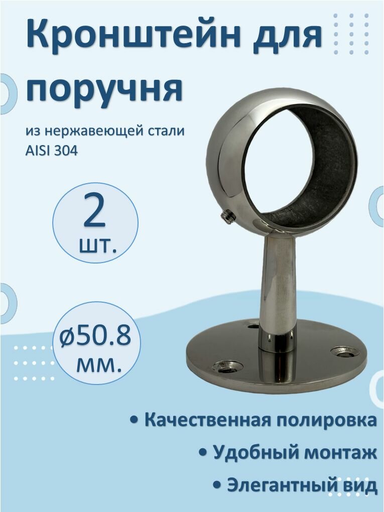 Сквозной кронштейн натеко для пристенного поручня и перил 50.8 мм. (2 шт.)