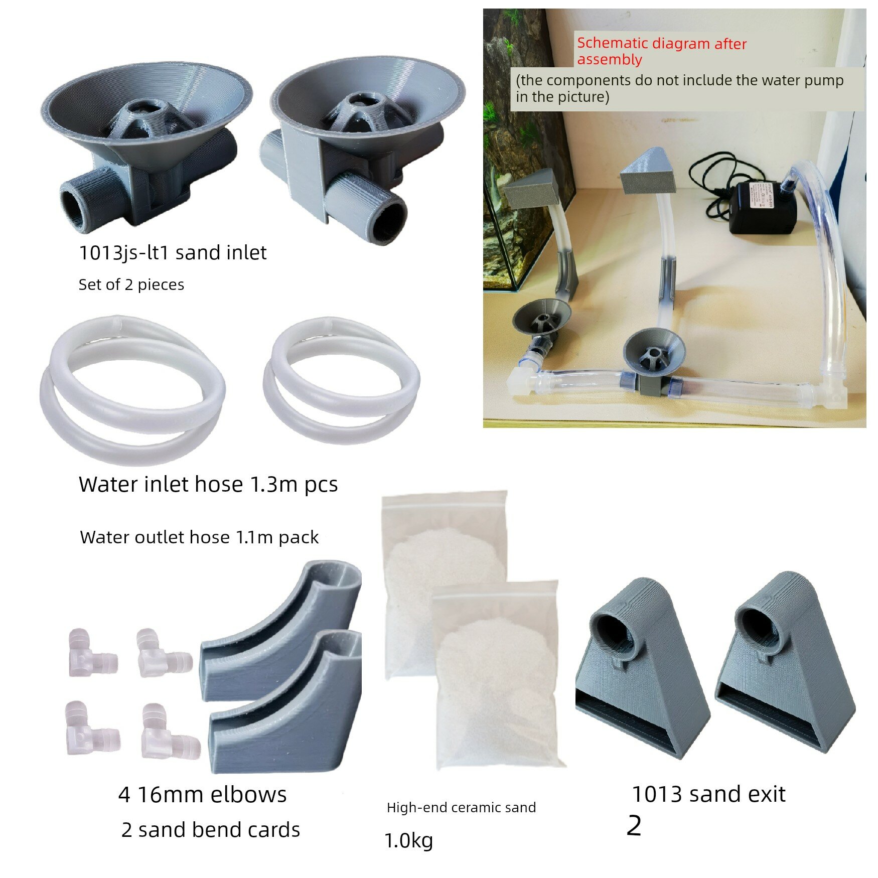 Комплект IO13-IT1 из керамического песка для двухканального аквариумного водопада, 1 кг, без насоса
