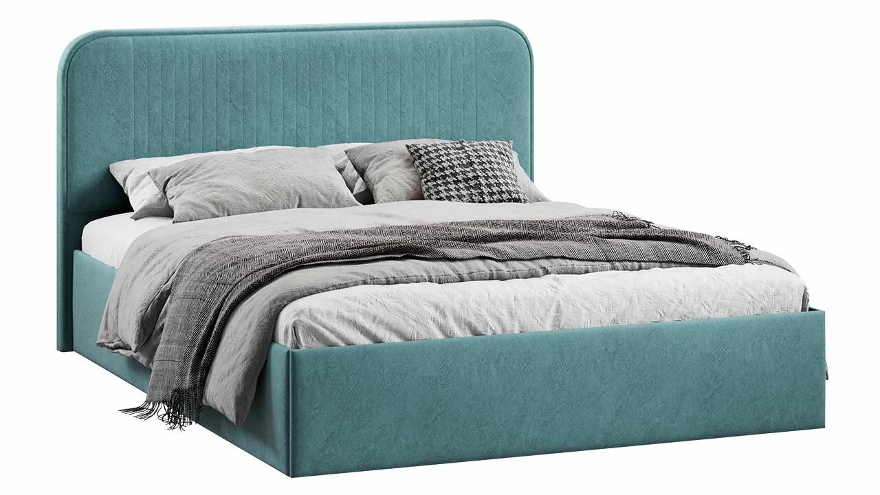 Кровать с ПМ Тиффани Тип 1 с заглушиной Микровелюр Wellmart Indigo